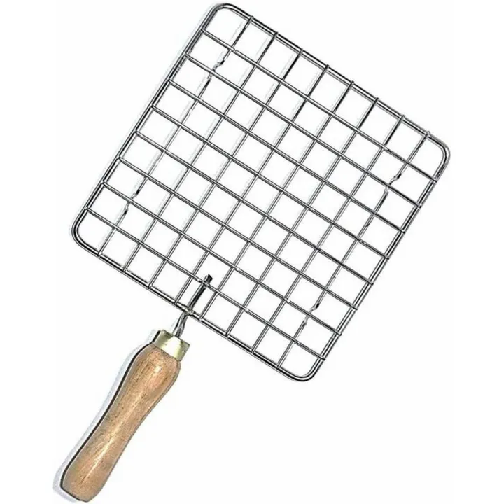 17 CM Square Papad Chapati Roti Grill Jali With Wooden Handle 1 kg ...
