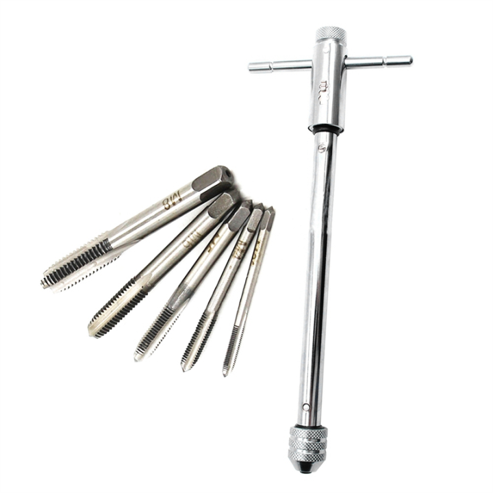 NCANRUI Long Adjustable Silver T-Handle Ratchet Tap Wrench with 5 M3-M8 ...