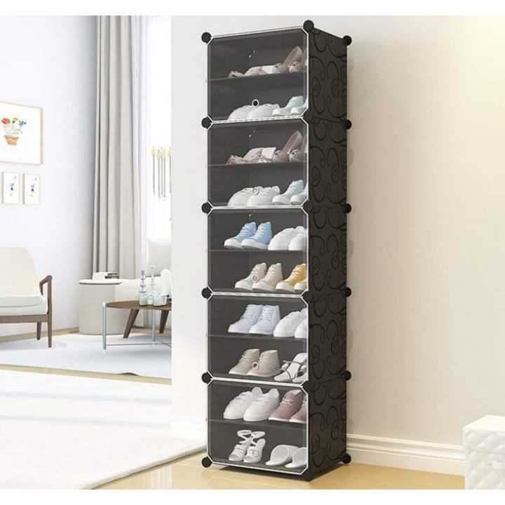 1x5 Layer Double Portable Shoe Storage Organizer Tower, Modular Cabinet ...