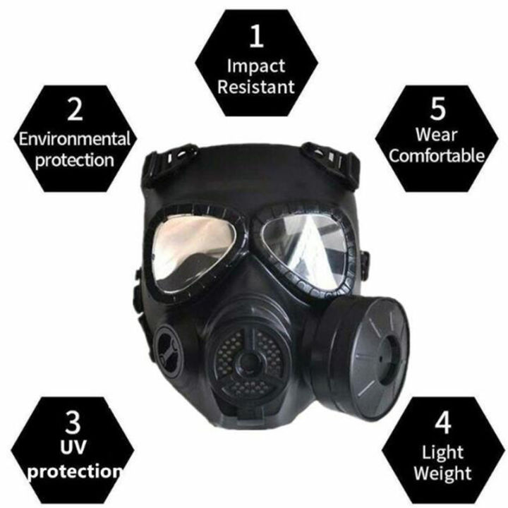 Respirator Tactical Black Gas Mask Military Style Face Protective Mask ...