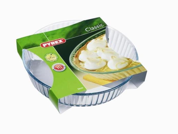 Pyrex Round Fluted Flan Dish 26cm Glass Oven Proof Microwave Proof ...