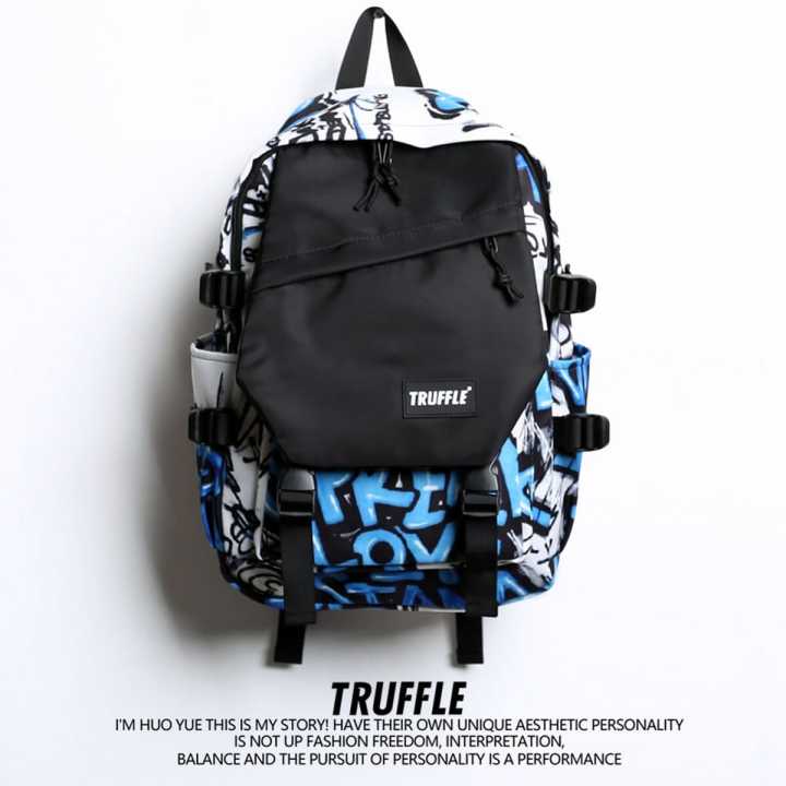 TRUFFLE Graffiti Printed Hip-Hop Backpack With 15" and 16" Laptop ...