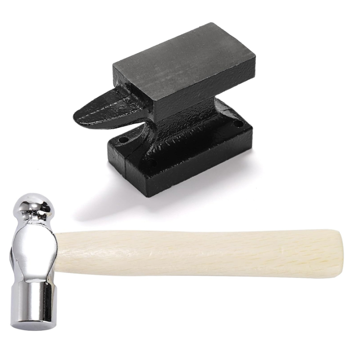 Small Horn Anvil Bench Block with Metal Stamping Hammer 1.1 Lbs for ...