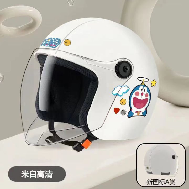 Electric Bike Motorcycle Helmet All-Season Cold-Proof Warm HD Lens Cute ...