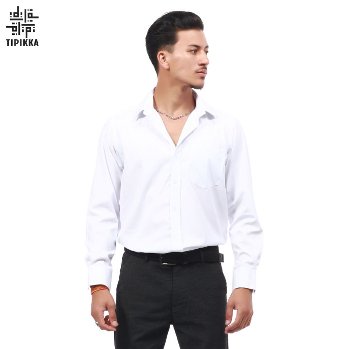 Tipikka Bone White Color Cotton Feel Full Sleeve Plain Formal Shirt For ...
