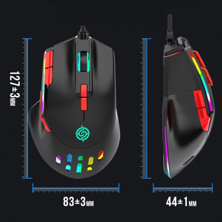 K-Snake Q15 9 Keys RGB Light Effect Wired Mechanical Mouse, Cable ...