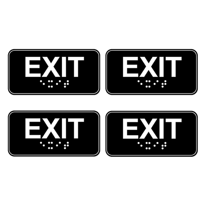 4pcs Exit Sign with Braille 6x3in Emergency Exit Sign for Indoor ...