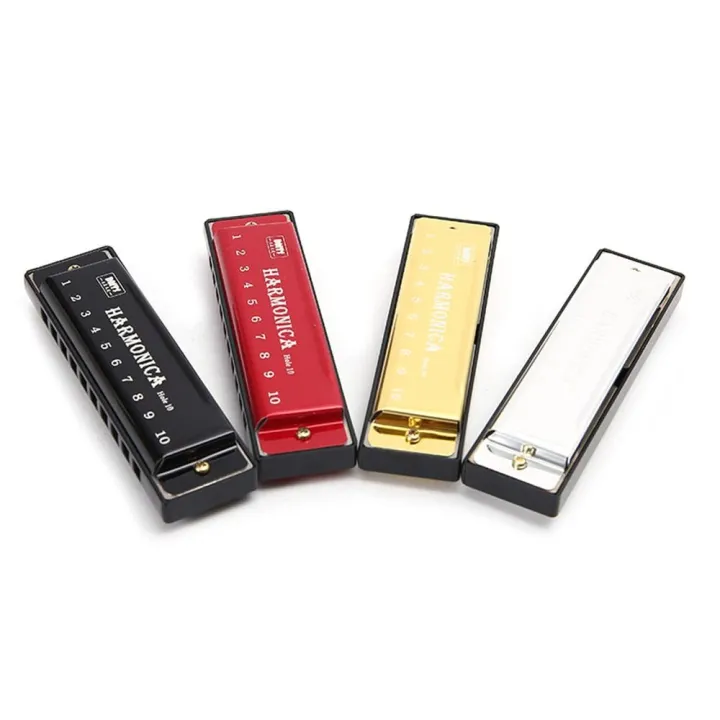 Portable Key of C 10 Hole Harmonica Metal Rectangle Diatonic Harmonica ...
