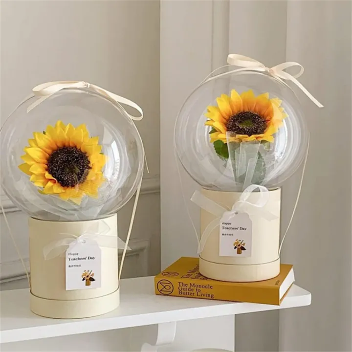 Diy Flower Packaging Box Elegant Transparent Hug Bucket Style Acrylic ...