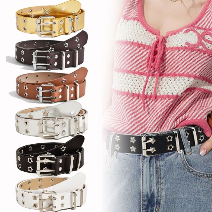 Fashion Star Eyelet Rivet Belts Hip Hop Punk Rock Style Double Pin ...
