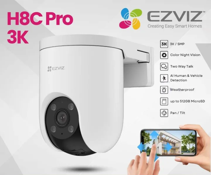 Ezviz H8c Pro 5MP 3K Outdoor Pan & Tilt Wired/Wireless CCTV Camera With ...