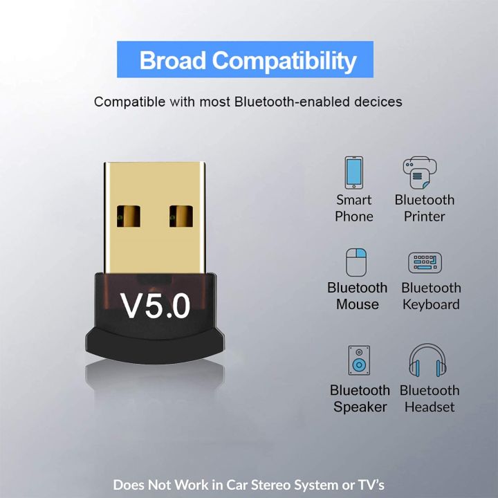 USB Ultra-Mini Bluetooth Dongle Adapter for Windows Computer, V5.0 ...