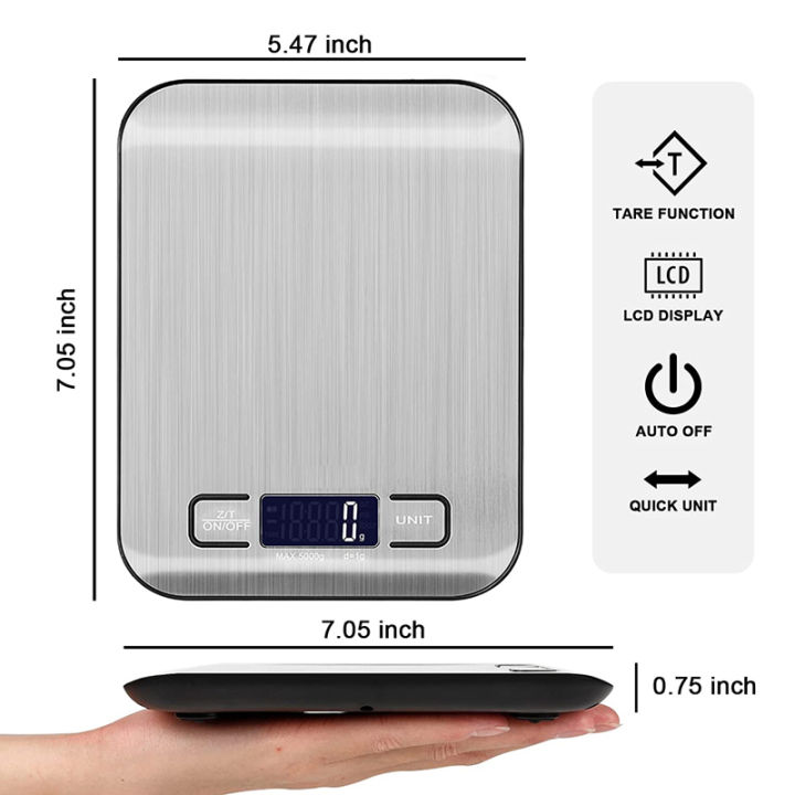 Weighing Bakery Steel Panel Electronic 5kg Stainless Digital Kitchen ...