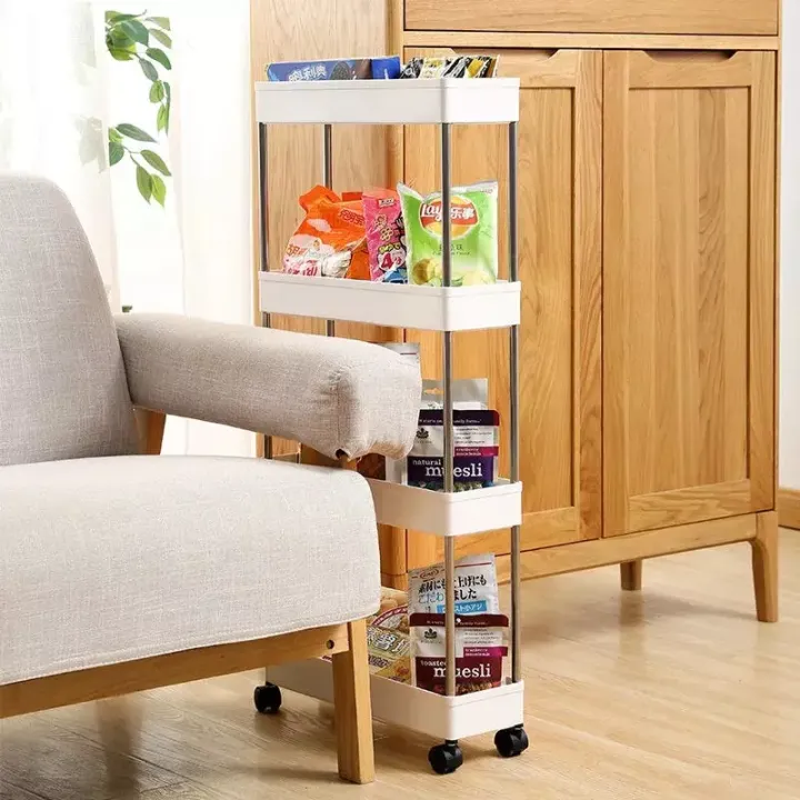 Movable Storage Rack 4 Layer Space Saving Organizer with Wheel | Daraz ...