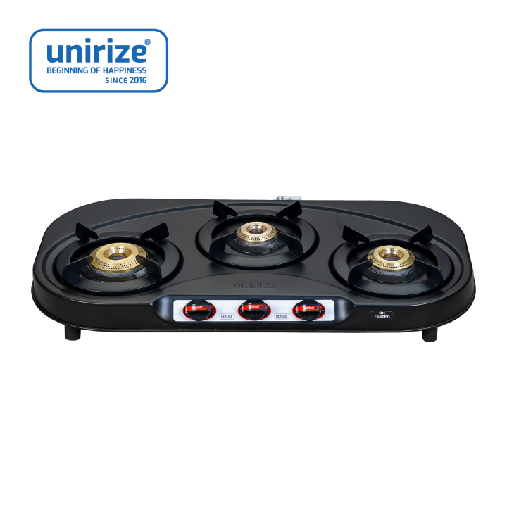 Unirize Stainless Steel Platinum Pro Black 3 Burner Auto Gas Stove ...