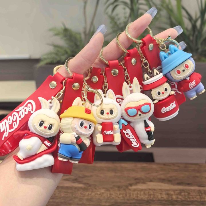 Cross-border cola labubu keychain LABUBU doll pendant school bag ...