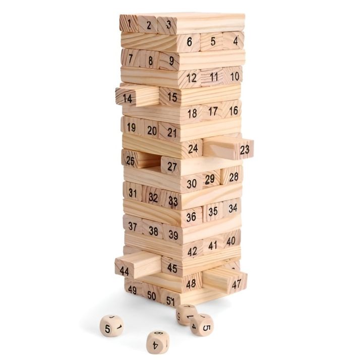 Jenga Number Wooden Blocks 54 Pieces - Large | Daraz.com.np