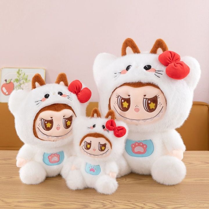 Labubu Doll Toy Cat Style Labubu Stuffed Doll Red Bowknot Cartoon ...