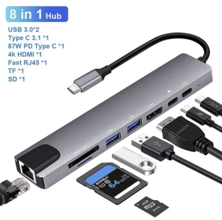 USB Type C Docking Station: 8-in-1 Hub Adapter for Macbook Air, iPad ...