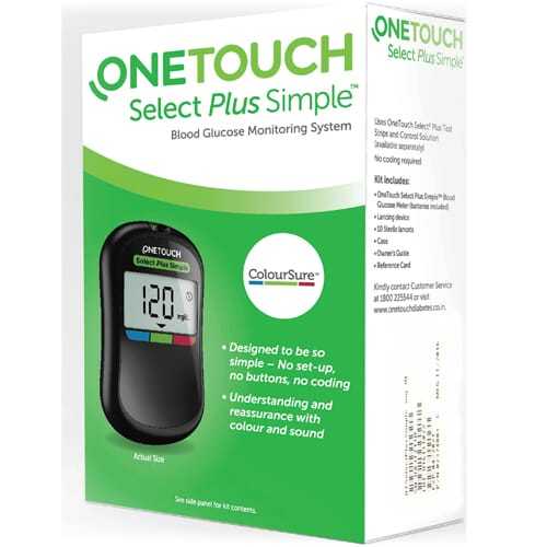 One Touch Select Plus Simple Glucometer Blood Sugar / Diabetes Machine ...
