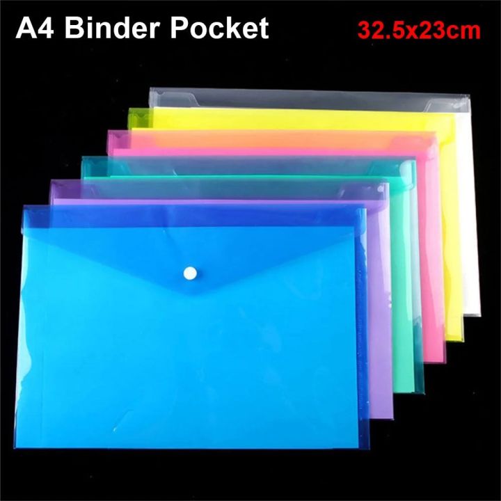 1Pcs Durable with Snap Button A4 Binder Pocket Clear Transparent ...