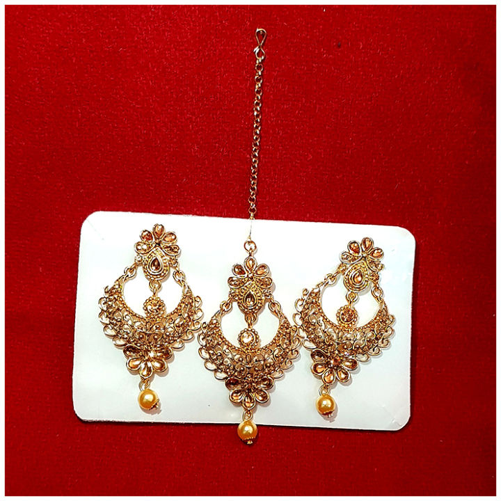 Beautiful Earing And Bindi Set - Earring And Sirbandi | Daraz.com.np