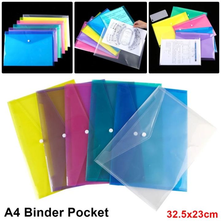 1Pcs Durable with Snap Button A4 Binder Pocket Transparent Plastic ...
