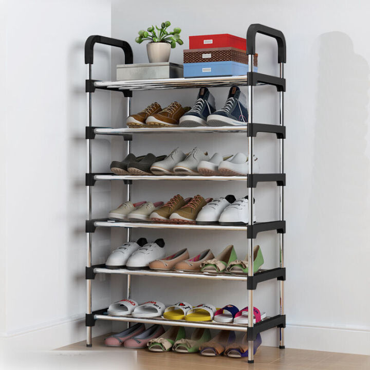 6 Layers Stainless Steel Shoe Rack with 12mm Pipe Organizer Shelf Size ...