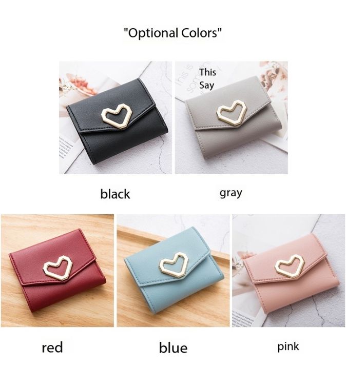 1 Piece Fashion Short Wallet Women's Korean-Style Heart-Shaped Small ...
