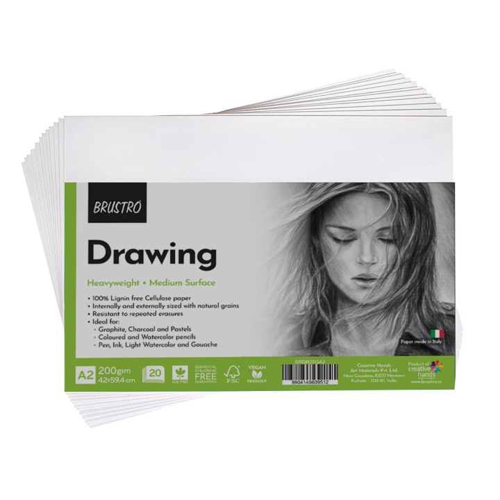 Brustro Artists Drawing Paper 200 GSM A2 Size, 20 Sheets | Daraz.com.np