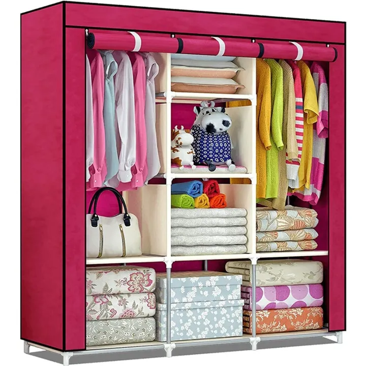3-Door Collapsible Wardrobe Organizer | Portable Fabric Closet Storage ...