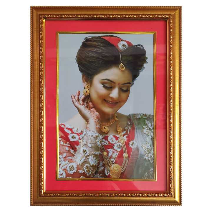 Golden Color Wooden Photo Frame With Side Golden Border Vertical Design ...