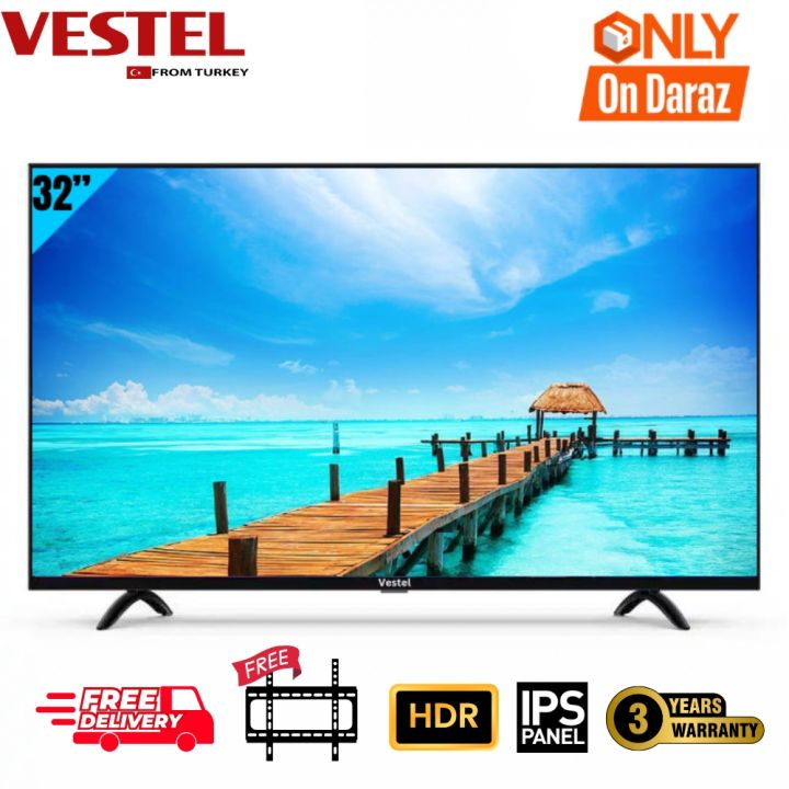 VESTEL 32" Tempered Glass LED TV | 3 Years Warranty | Free Wall Mount ...
