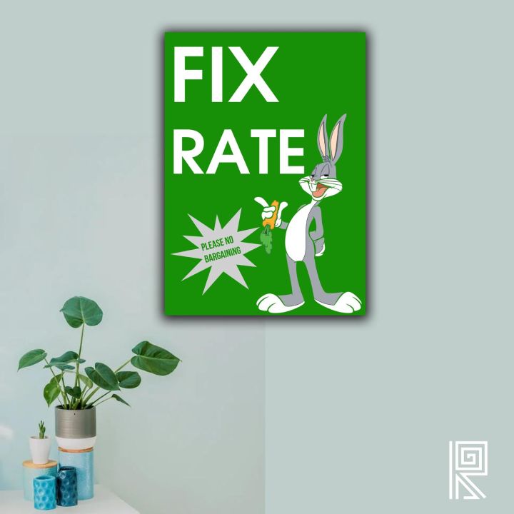 Fix Rate Sign Printed on Plastic Vinyl Frame A5 size with double tape ...