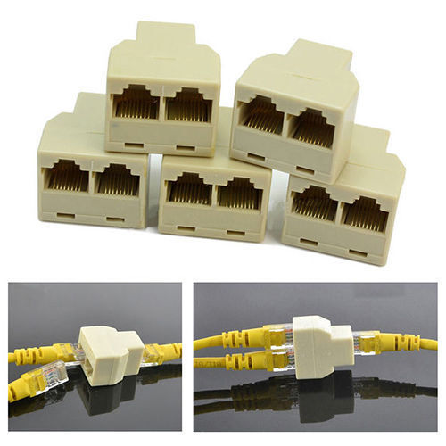 RJ45 CAT 5 CAT 6 LAN Network Ethernet Female to 2 x Female Plug ...