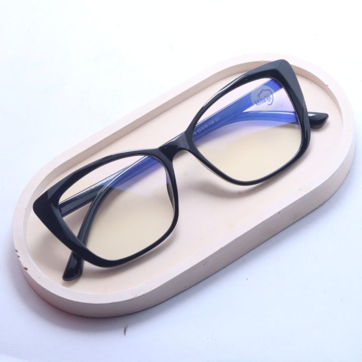 Blue Ray Cut Anti Light Block Cat Eye Transparent Frame Glass For Women ...