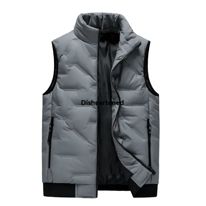 Wear a thickened cotton padded vest casual solid color vest jacket ...