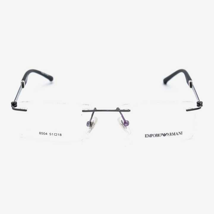 Silver/Black Frameless Eyewear Arc Lens Spectacles With Box For Unisex ...
