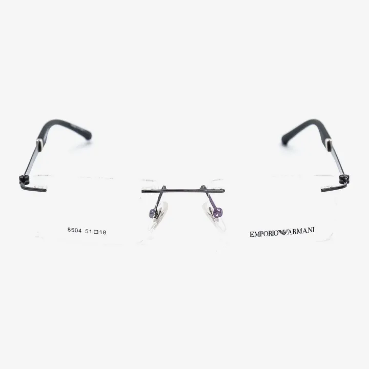 Silver/Black Frameless Eyewear Arc Lens Spectacles With Box For Unisex ...