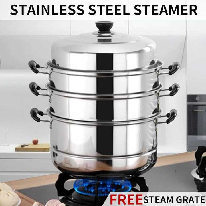 Momo Steamer 26Cm Stainless Steel Three-layer Thick Steam Pot ...