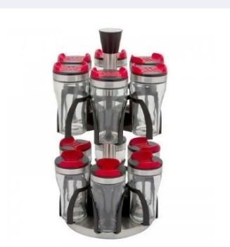 12 Jar Multipurpose Revolving Spice Rack, 12 Piece Condiment Set 250Ml ...