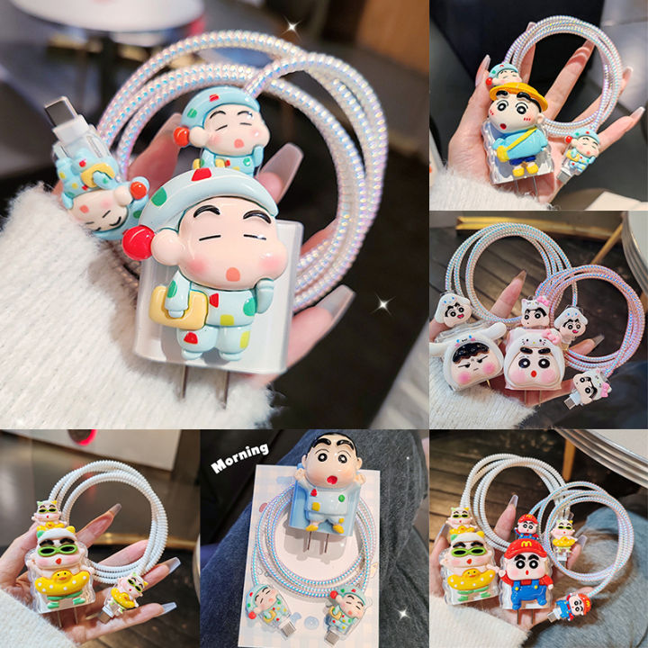 Crayon Shin-chan Data Cable Protective Cover For IPhone IPad 20W 18W ...