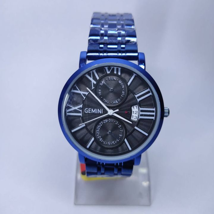 New Design All Blue Analog Watch With Roman Dial including date | Daraz ...