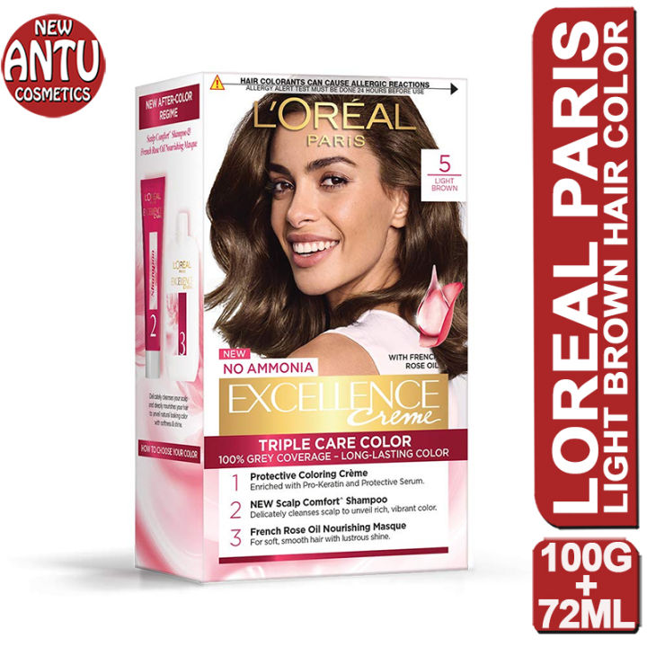 Loreal Paris Excellence Hair Color Light Brown (5) - 100gm+72ml | Daraz ...