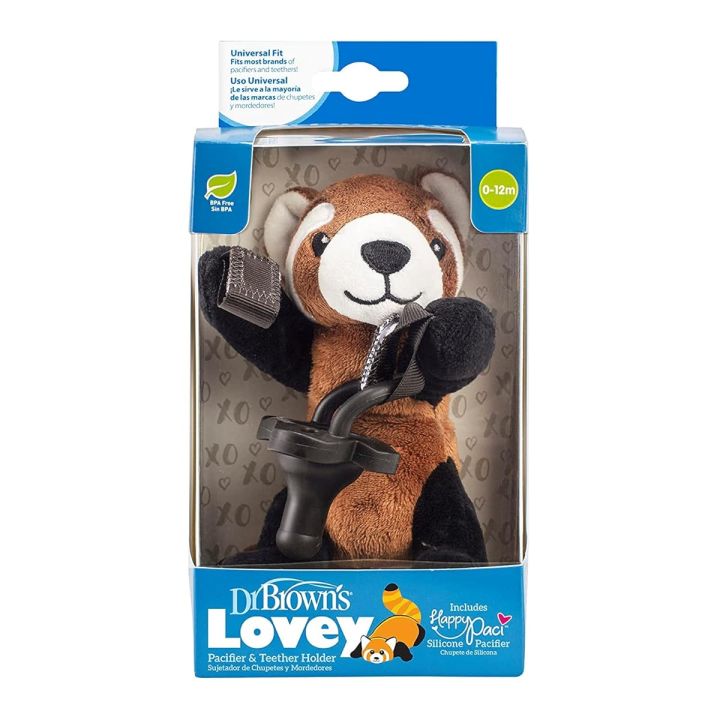 Dr Brown's Red Panda Lovey with Black HappyPaci Silicone One-Piece ...