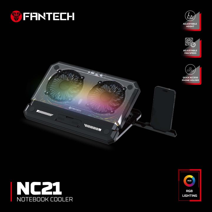 Fantech NC21 Notebook Cooler Laptop Colling Pad with RGB Lighting ...