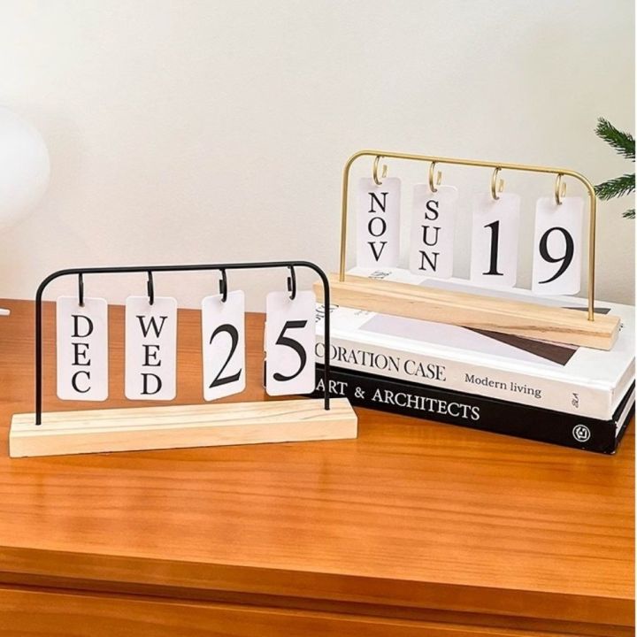 Decorative Wooden Desktop Flip Calendar Turn Page Design Vintage ...