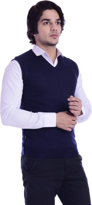 Solid V Neck Formal Navy Blue Sweater For Men | Daraz.com.np