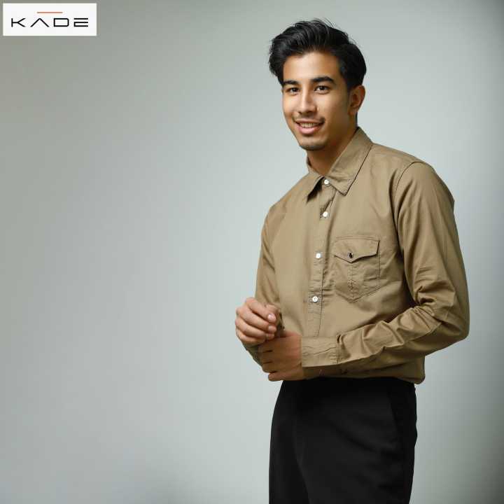 KADE Khaki Classic Cotton Shirt For Men | Daraz.com.np