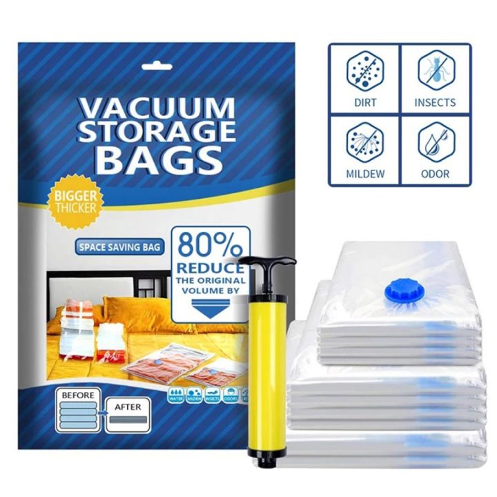 Vacuum Bags for Travel with Pump - Reusable Packing Vacuum Storage Bags ...